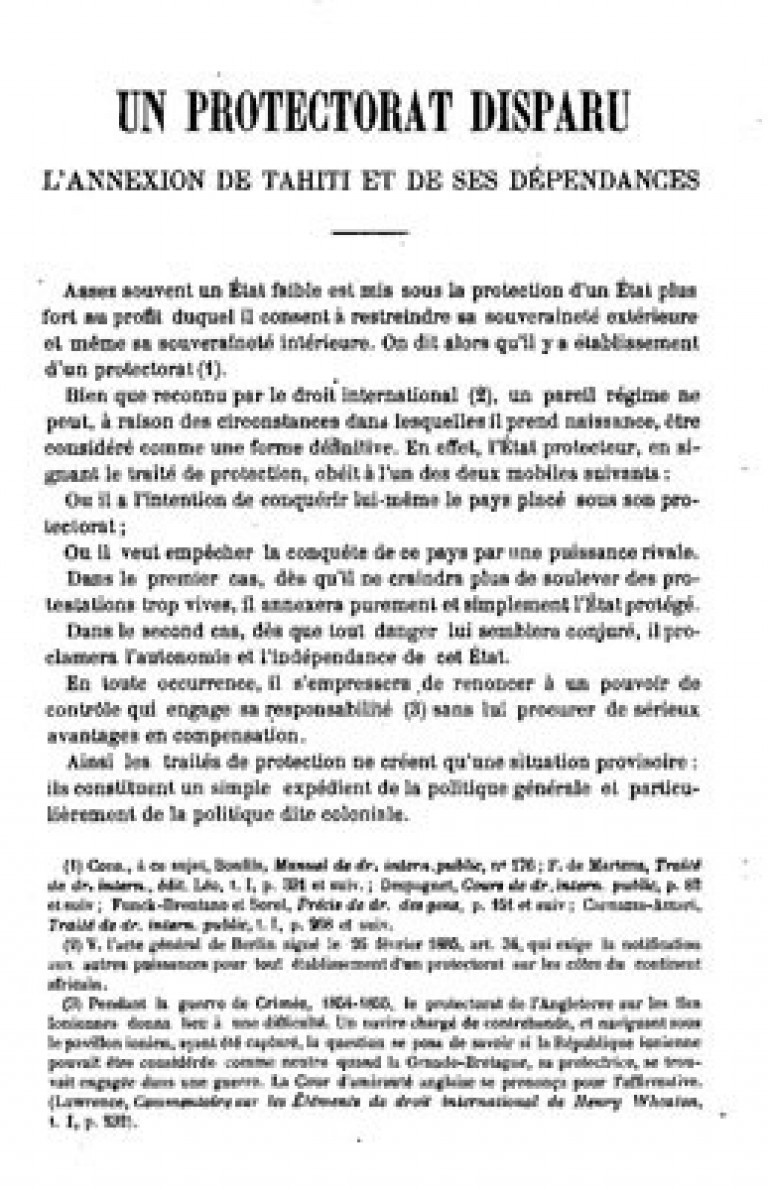Un protectorat disparu: l'annexion de Tahiti et de ses dépendances ...