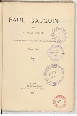 Paul Gauguin par Charles Morice (1920) - Médiathèque Historique de ...